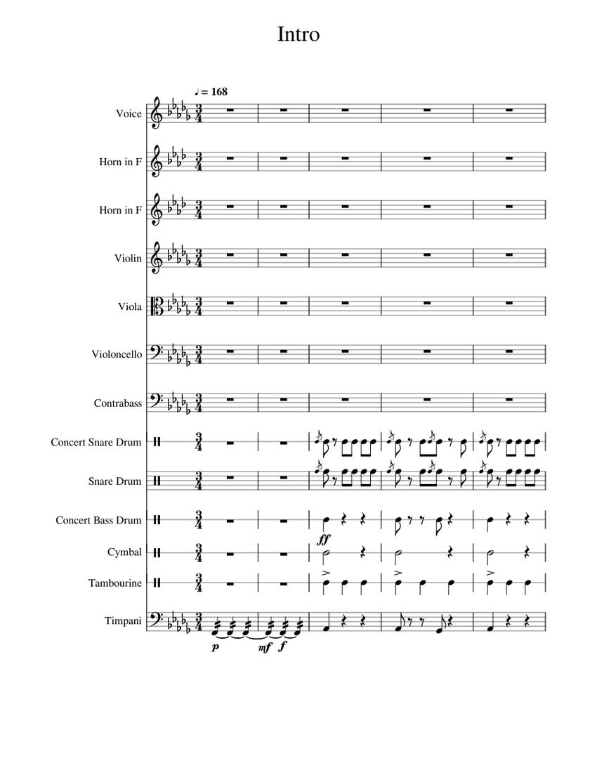 intro_project_lorax Sheet music for Vocals, Tambourine, French horn ...