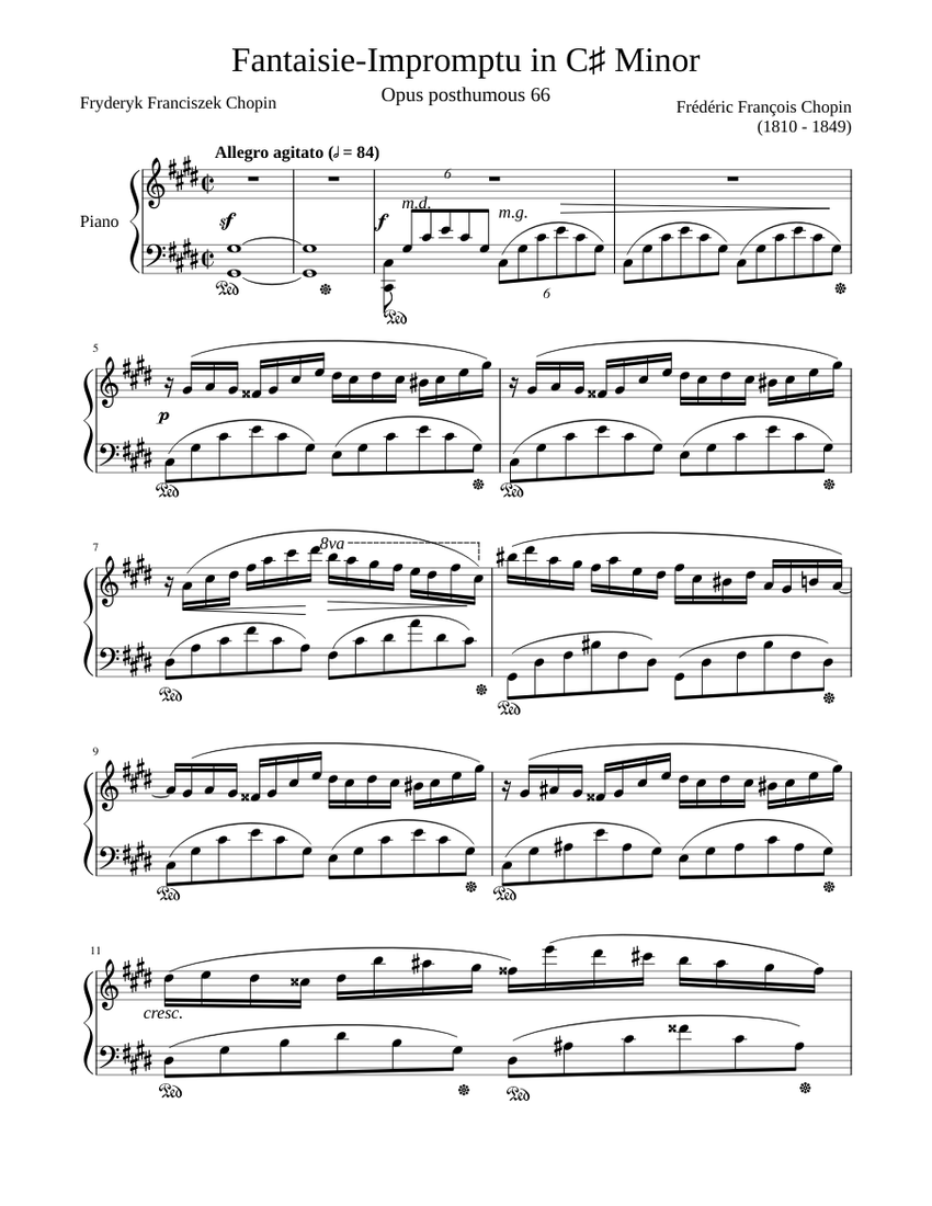 Fantaisie-Impromptu in C Sharp Minor Sheet music for Piano (Solo) | Musescore.com