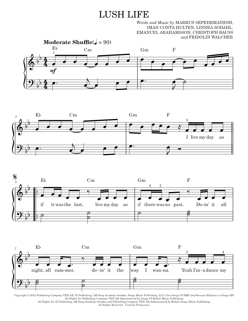Lush Life Sheet music for Piano by Christoph Bauss Official | MuseScore.com