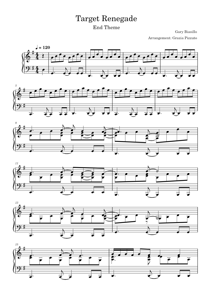 Target Renegade End Theme – Gari Biasillo Sheet music for Piano (Solo ...