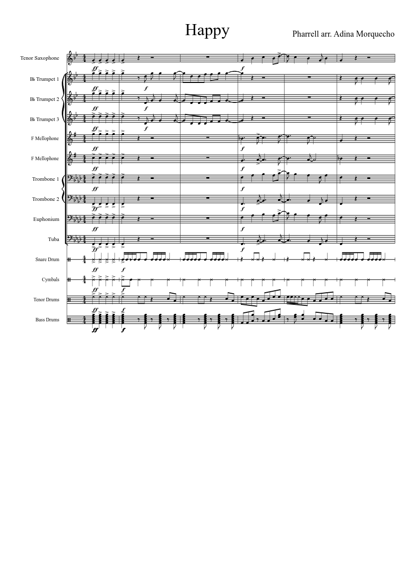 happy Sheet music for Trombone, Tuba, Trumpet other (Brass Ensemble ...