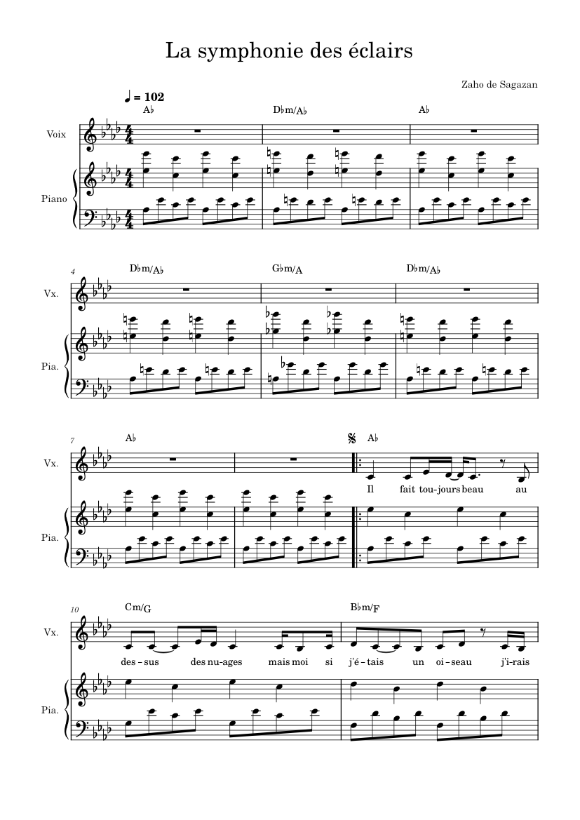 La symphonie des éclairs – Zaho de Sagazan La symphonie des éclairs Sheet Music with Chords for ...