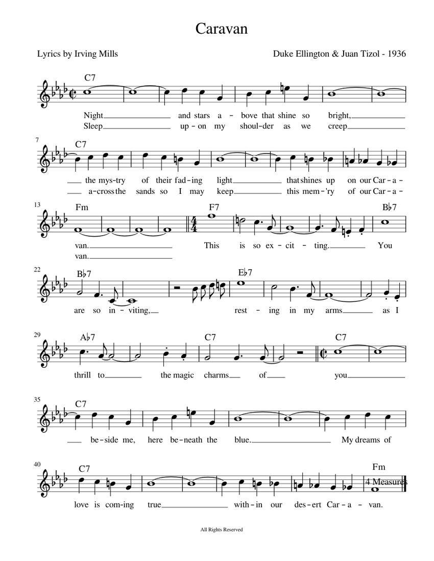 Caravan Sheet music for Piano (Solo) | Musescore.com