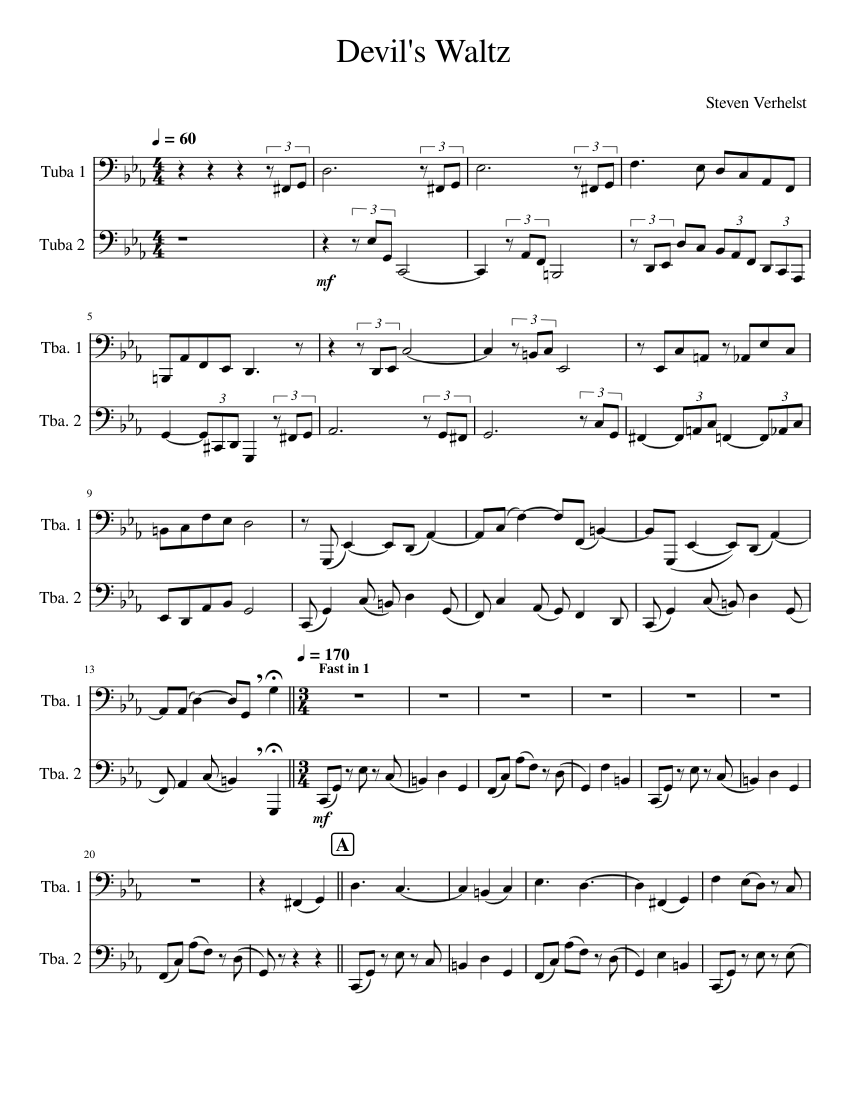 Devil's Waltz – Steven Verhelst Sheet Music for Tuba (Brass Duet ...