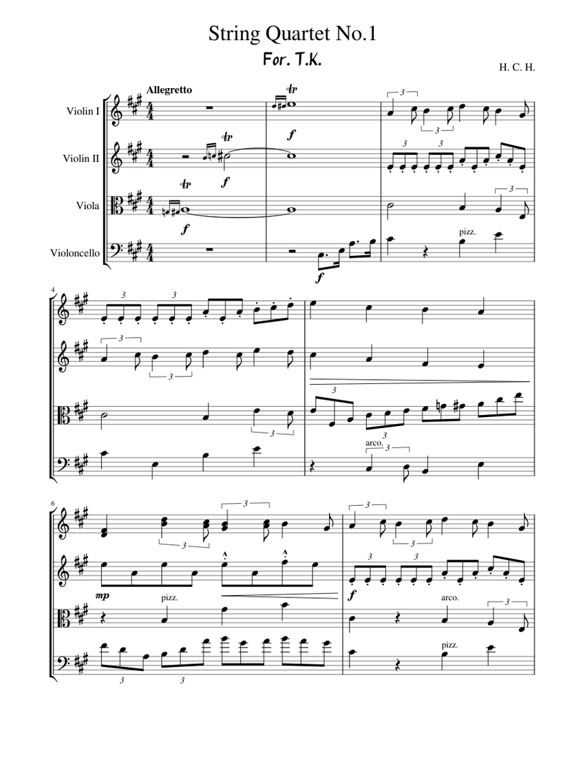 String_Quartet Sheet music for Snare drum, Violin, Viola, Cello (String ...