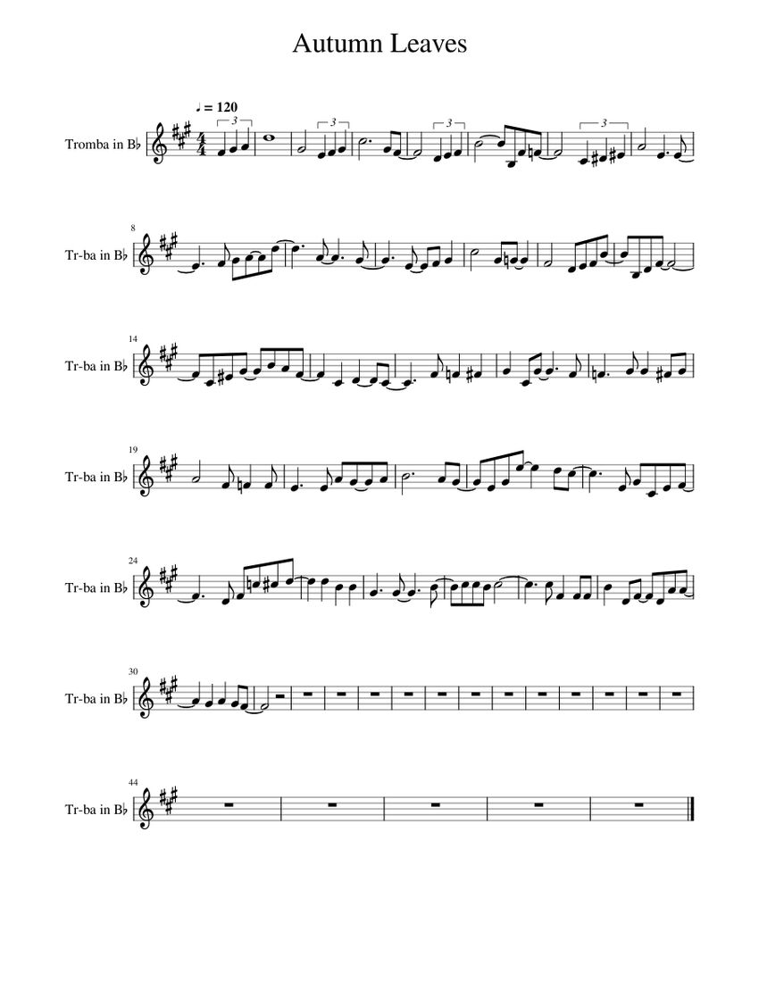 Autumn Leaves Sheet music for Trumpet in b-flat (Solo) | Musescore.com