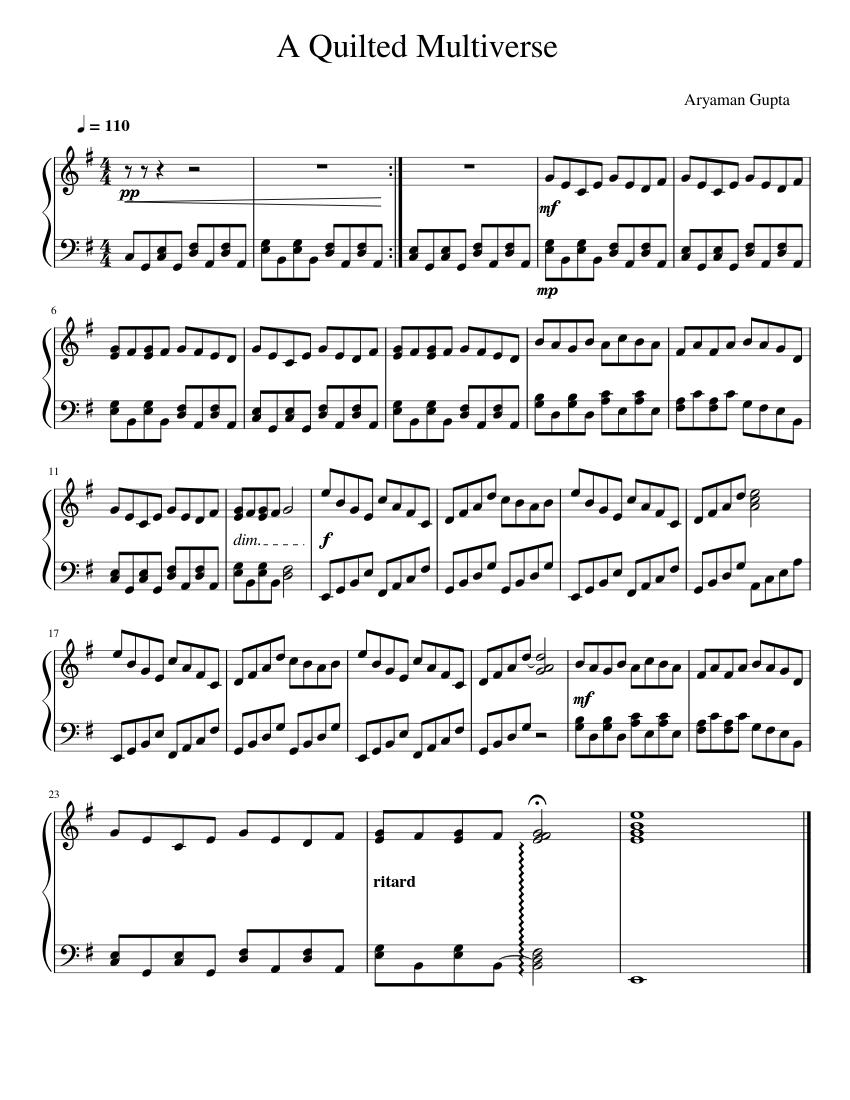 A Quilted Multiverse - Aryaman Sheet music for Piano (Solo) | Musescore.com