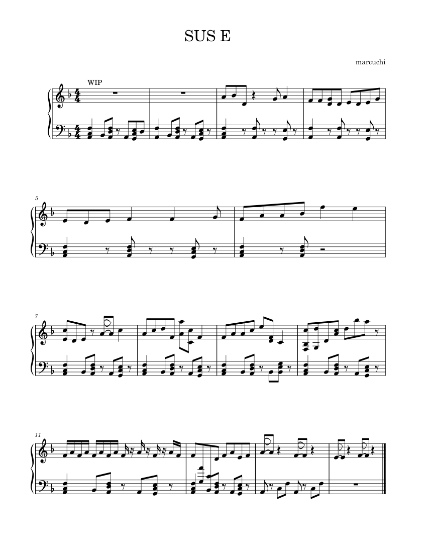 sus e Sheet music for Piano (Solo) | Musescore.com