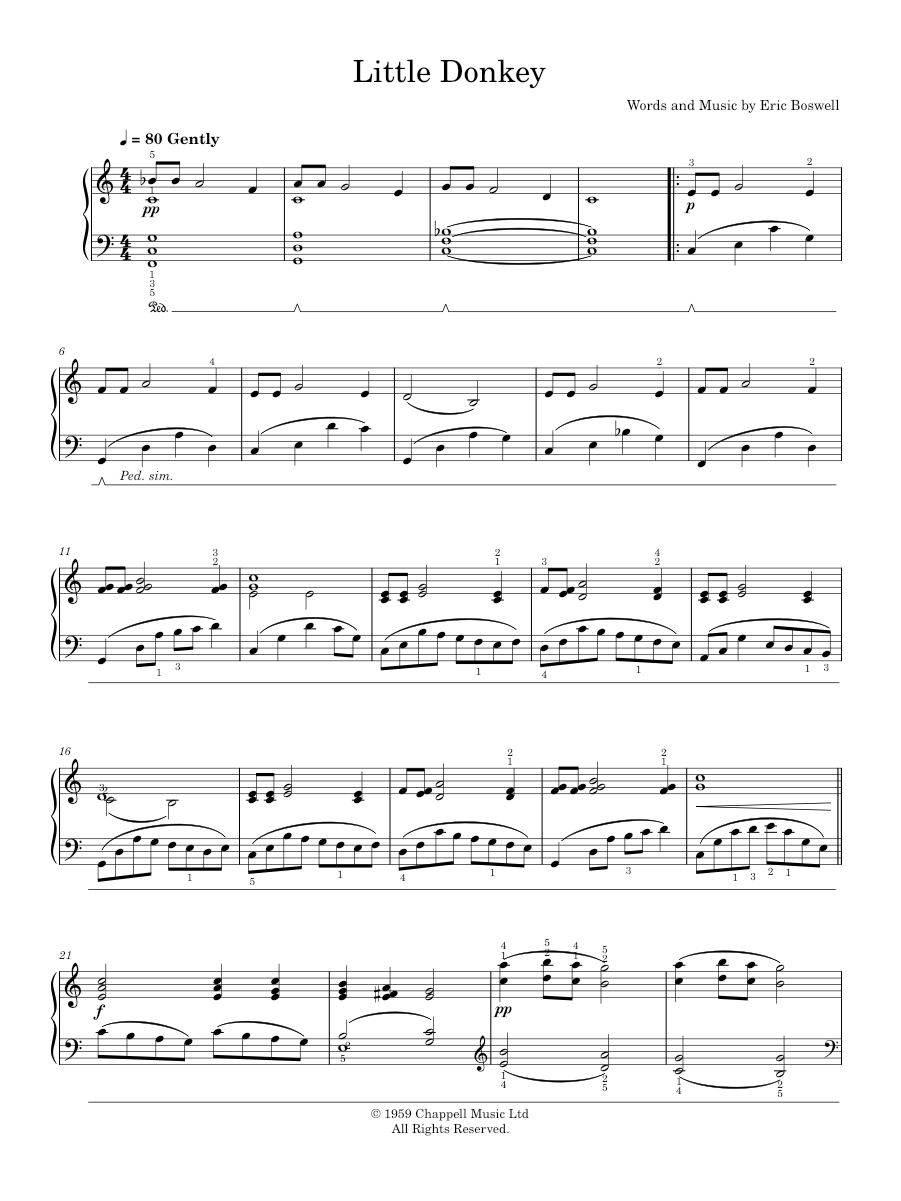Play Official version of Little Donkey Sheet Music by T : B. Ducatel d ...