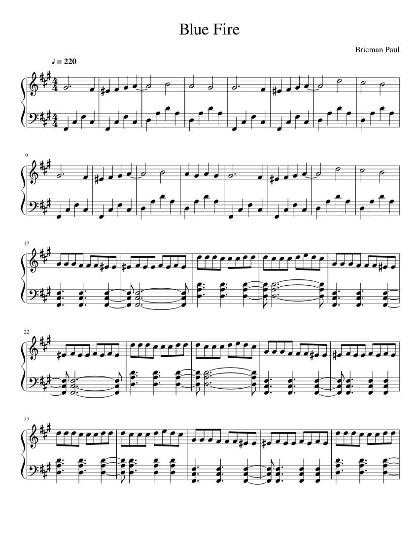 Blue Fire - piano tutorial