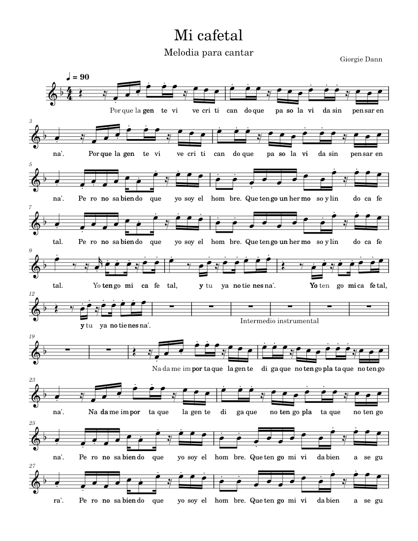 Mi cafetal – Georgie Dann Mi cafetal Sheet music for Synthesizer (A ...
