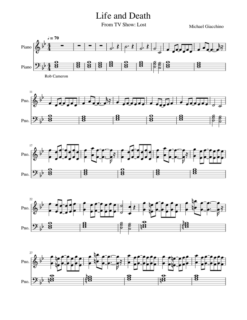 Life and Death (Lost) - Michael Giacchino Sheet music for Piano (Solo ...