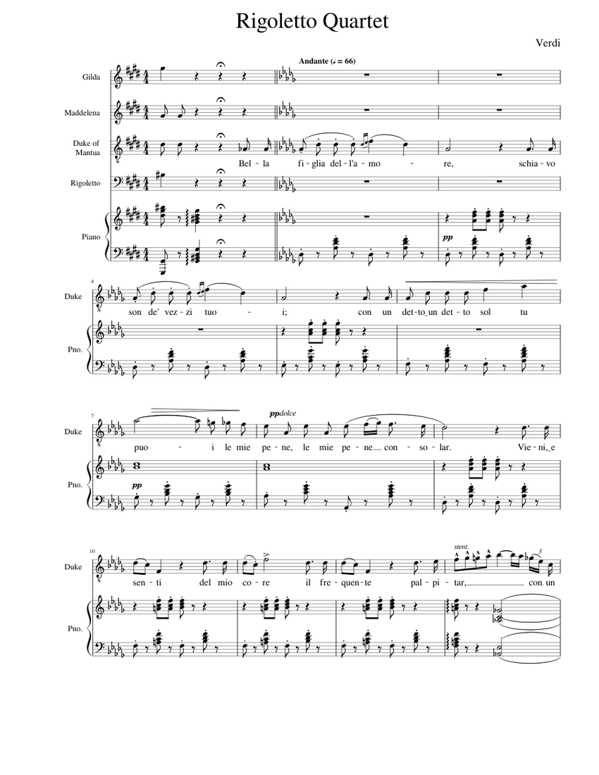 Rigoletto Quartet 190127 Sheet music for Piano, Oboe, Bassoon, Violin ...