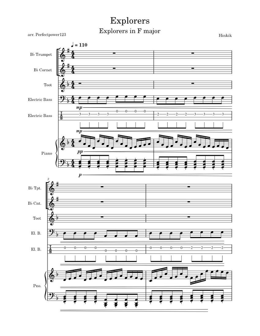 Explorers – Hinkik Sheet music for Piano, Cornet, Flute, Trumpet in b ...