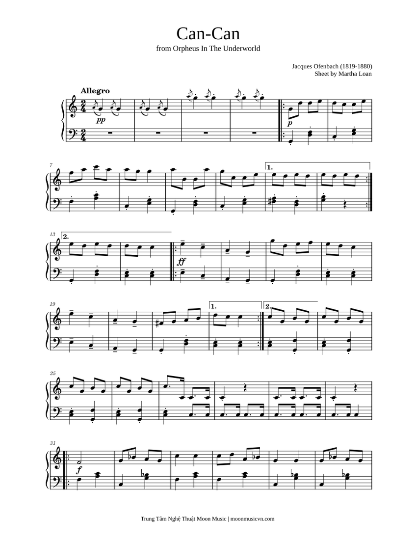 Can-Can – Jacques Offenbach | Sheet piano by Martha Loan Sheet music ...