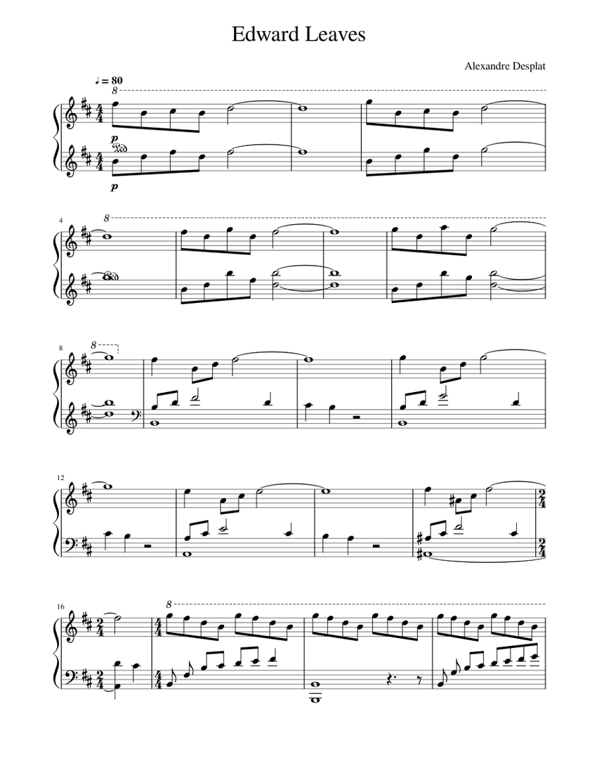 The Twilight Saga - Edward Leaves Sheet music for Piano (Solo) | Musescore.com