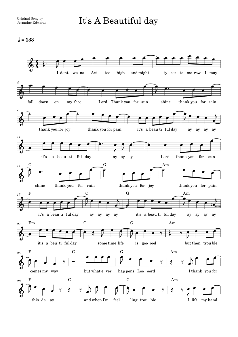 It's a Beautiful Day – Jermaine Edwards Beautiful day Sheet music for ...