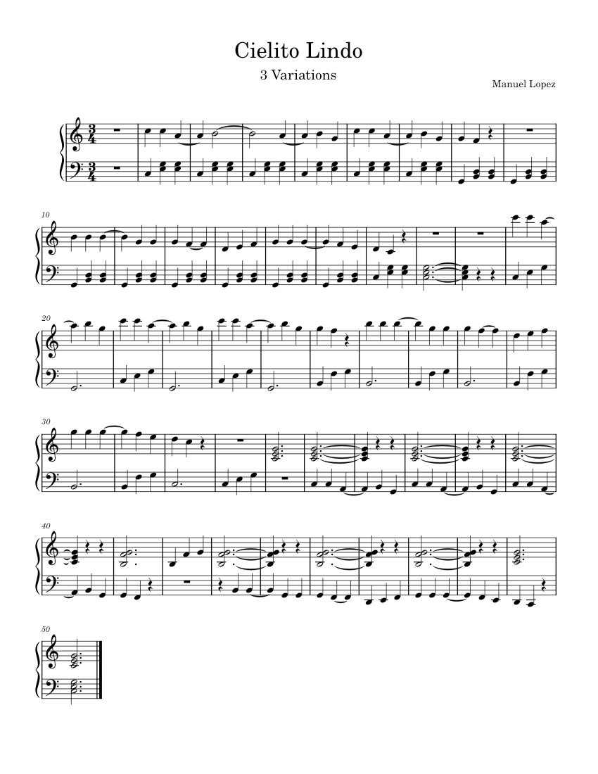 Cielito Lindo Sheet music for Piano (Solo) Easy | Musescore.com