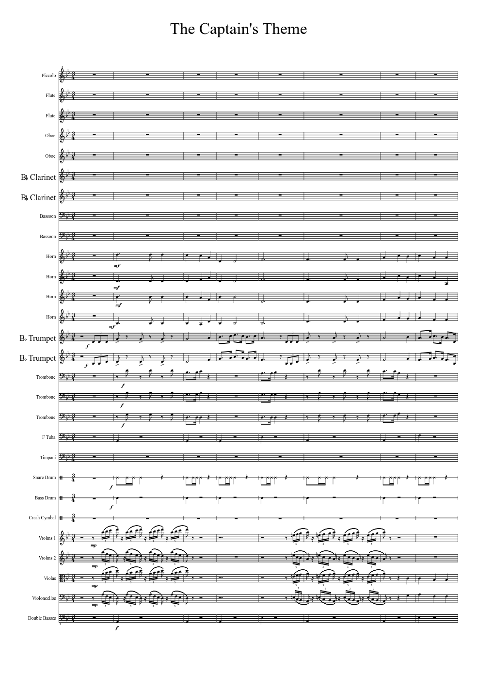 The Captain's Theme Sheet music for Trombone, Flute, Oboe, Bassoon ...