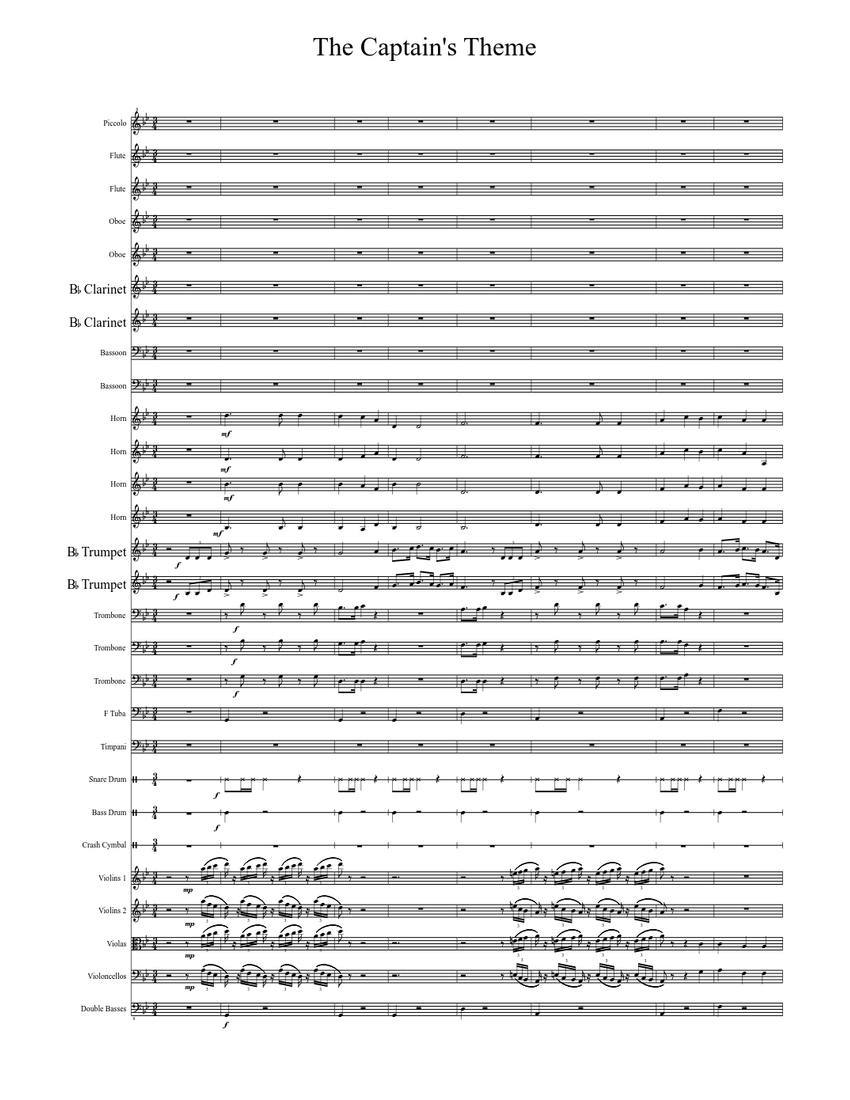 The Captain's Theme Sheet music for Trombone, Flute, Oboe, Bassoon ...