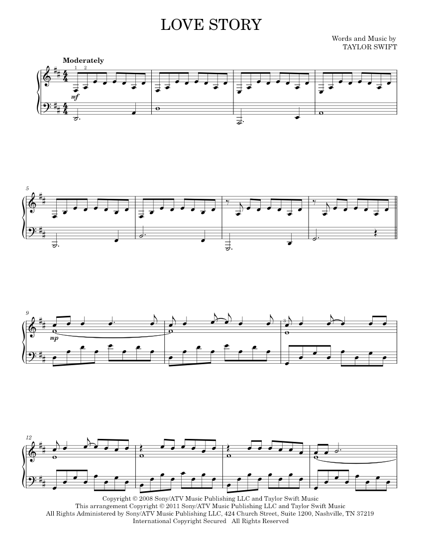 love story Sheet music for Piano by Taylor Swift Official | MuseScore.com