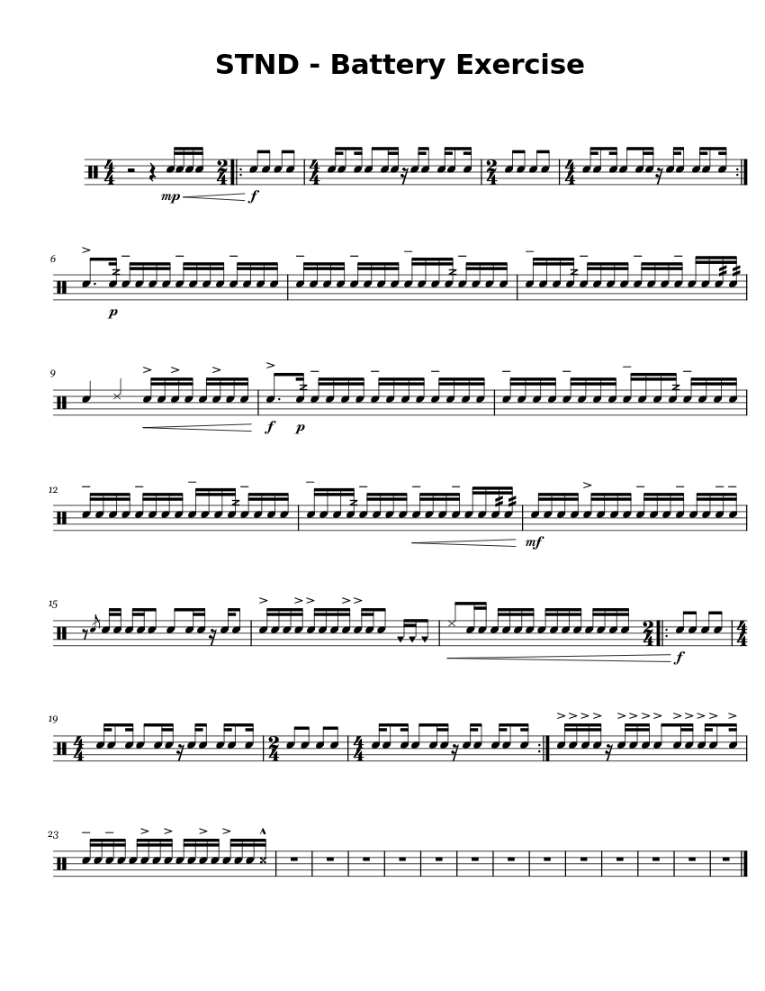 STND - Battery Exercise Sheet music for Snare drum (Indoor Percussion ...