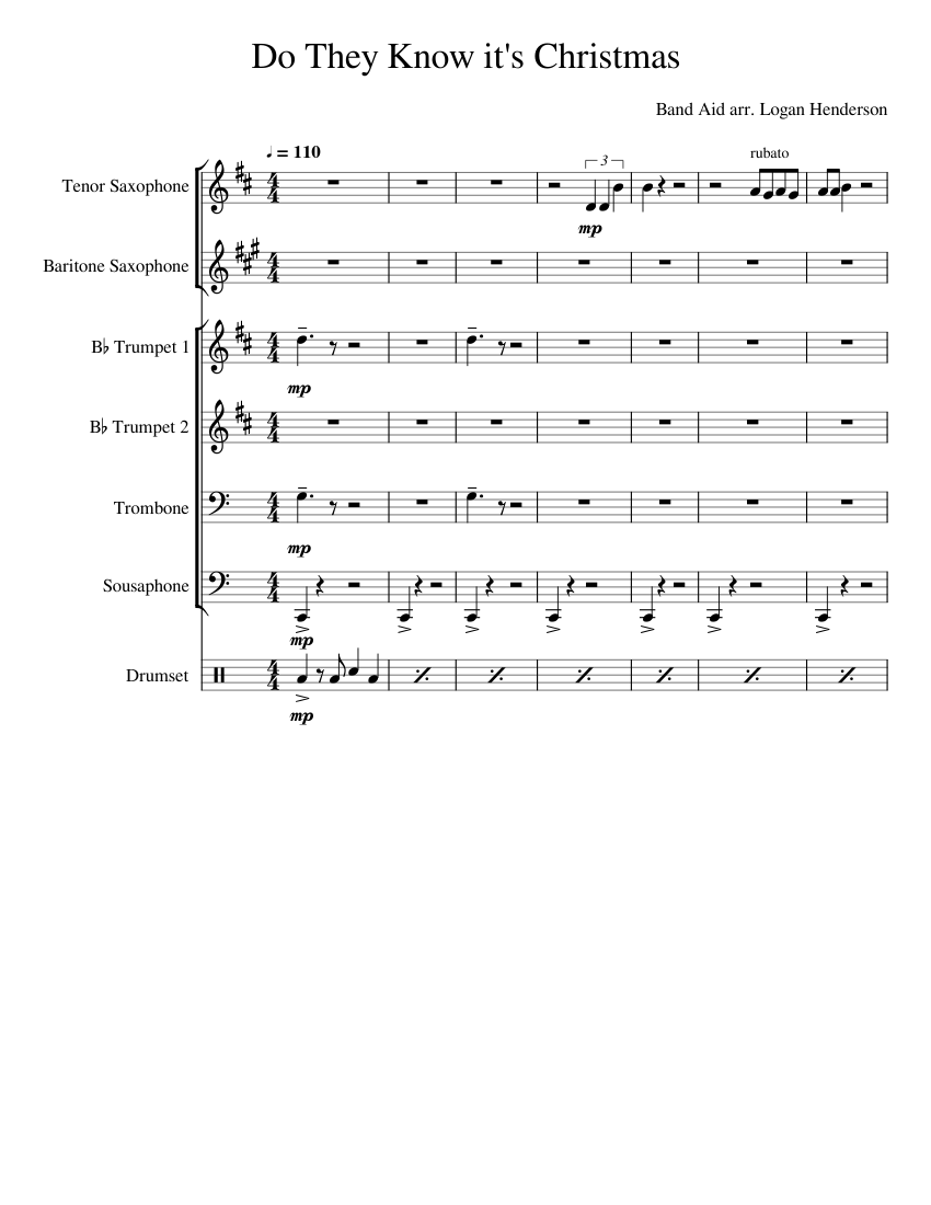 Do They Know it's Christmas Sheet music for Trombone, Saxophone tenor ...
