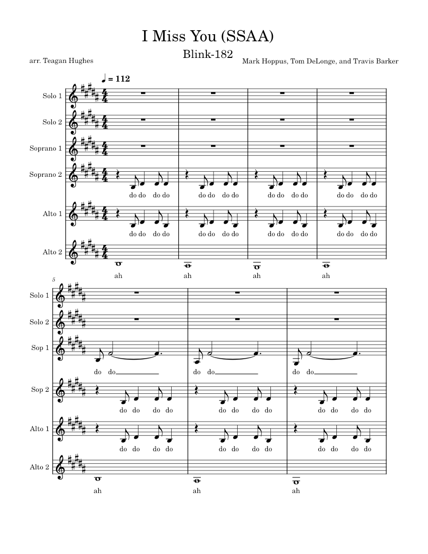 I Miss You - blink-182 (SSAA) Sheet music for Piano (A Capella ...