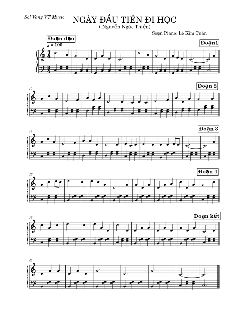 NGÀY_ĐẦU_TIÊN_ĐI_HỌC Sheet music for Piano (Solo) Easy | Musescore.com
