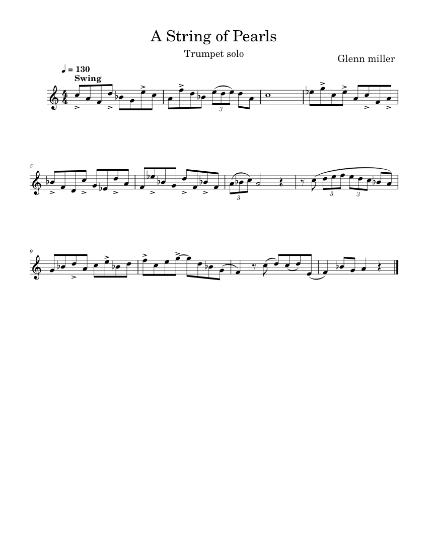 A String of Pearls - trumpet solo – Glenn Miller A String of Pearls ...