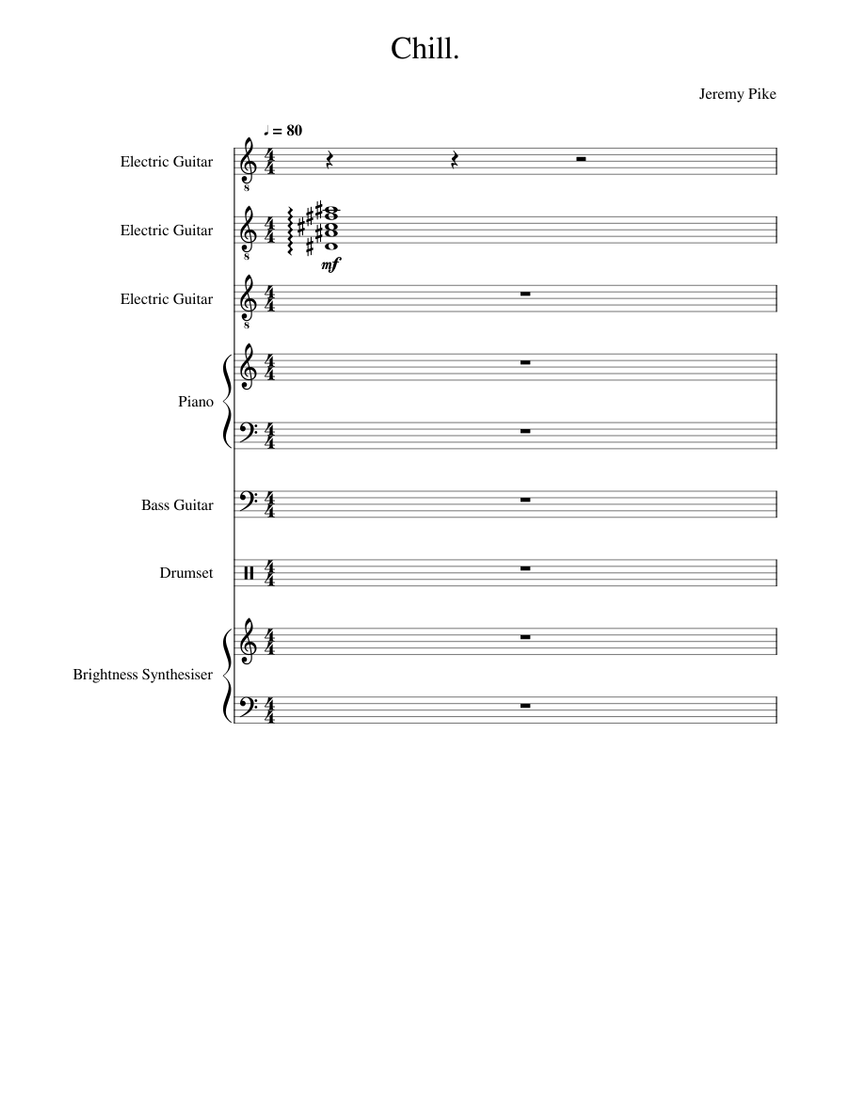 Chill. Sheet music for Piano, Guitar, Bass guitar, Drum group & more ...