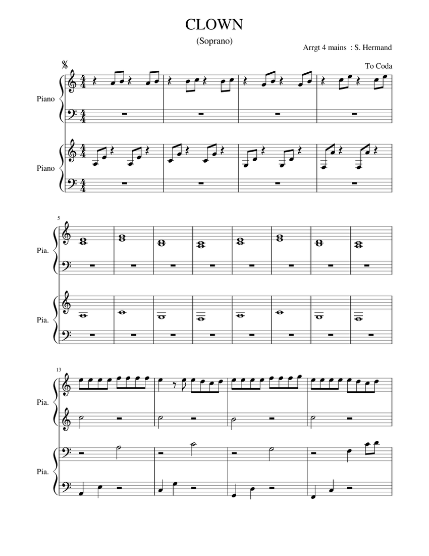 CLOWN de Soprano Sheet music for Piano (Solo) | Musescore.com