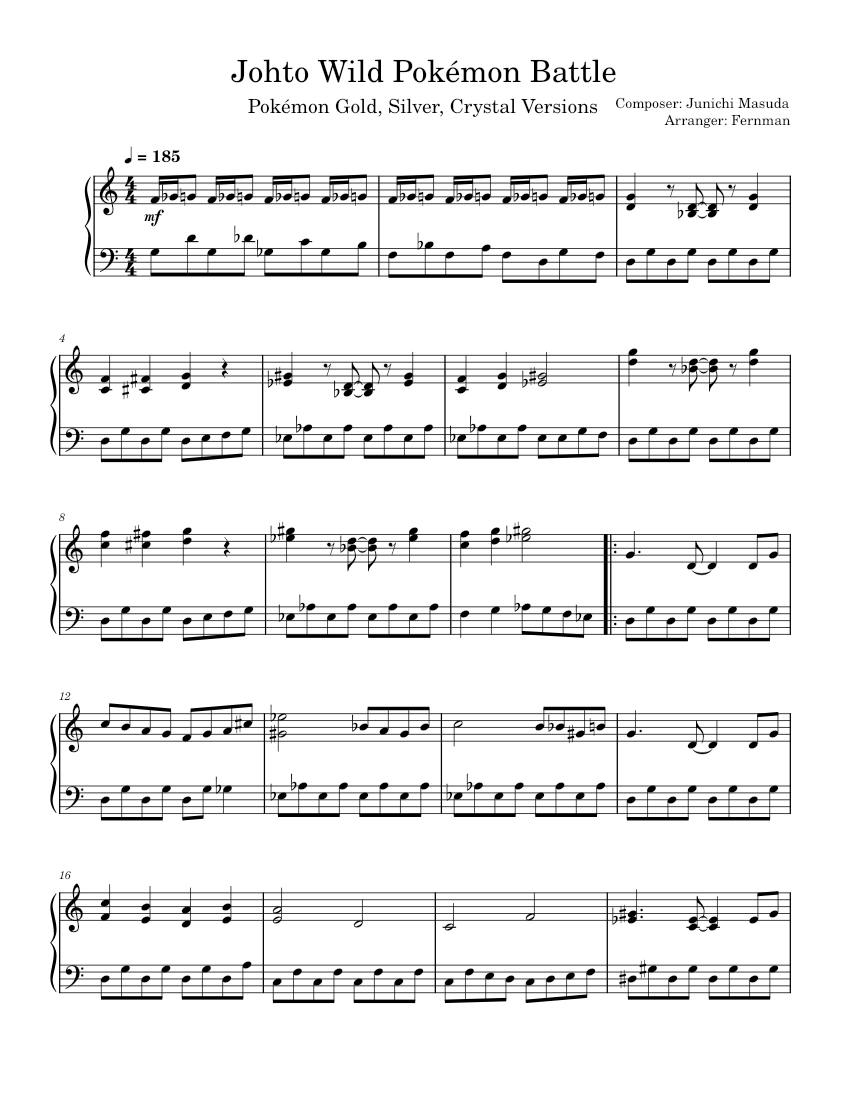 Johto Wild Pokemon Battle – Junichi Masuda Pokemon GSC - Johto Wild ...