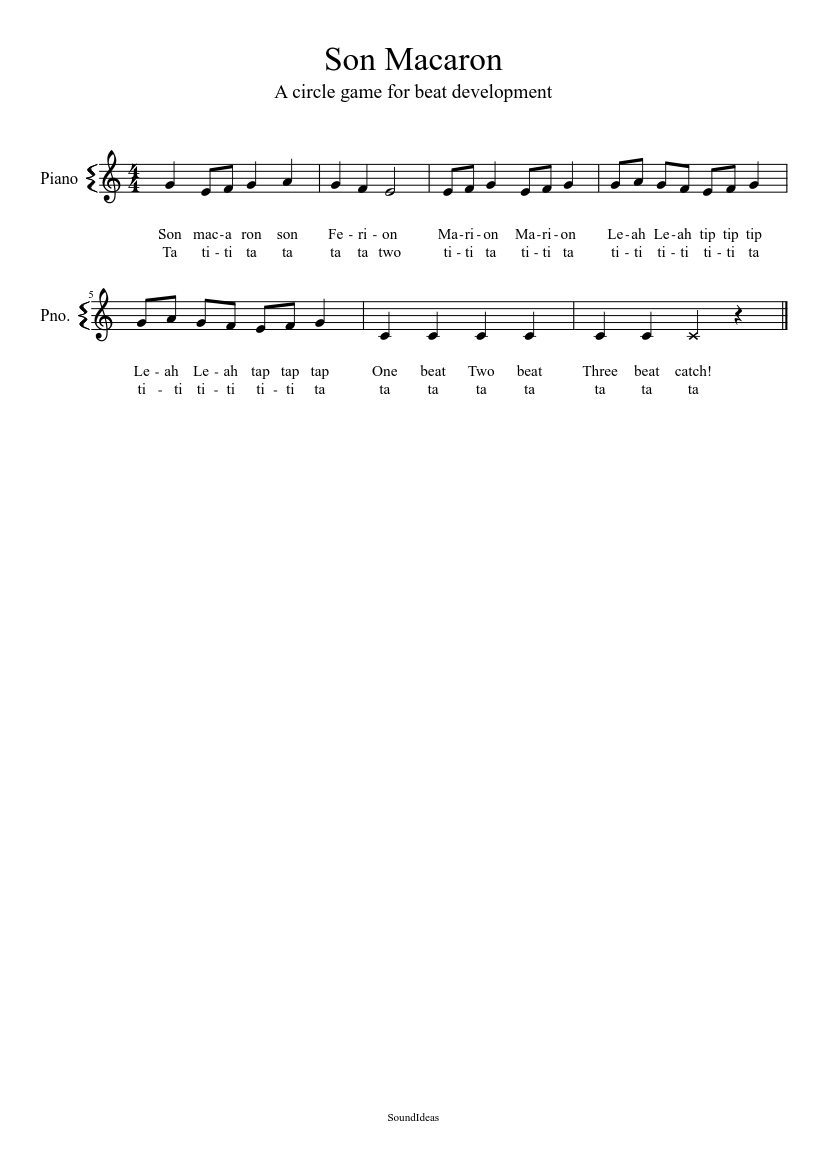 Son Macaron with rhythm syllables Sheet Music for Piano (Solo ...