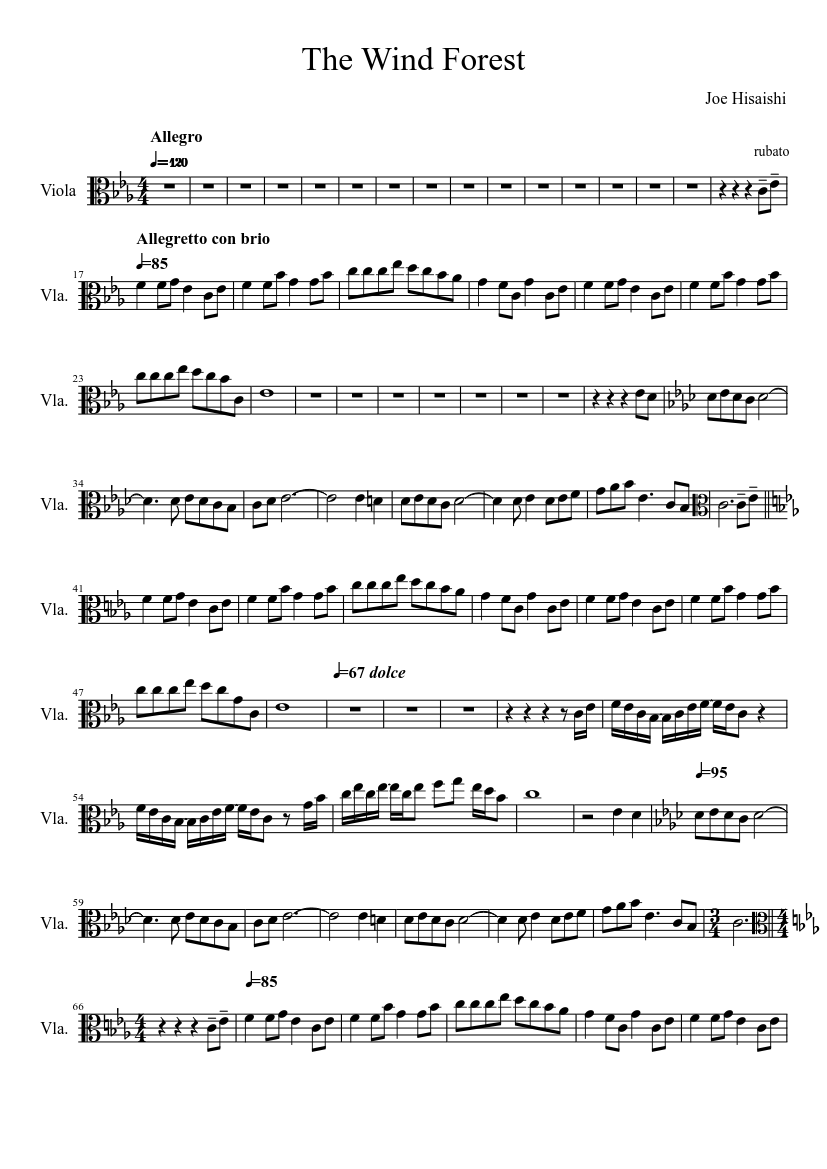 The Wind Forest-Viola Sheet music for Viola (Solo) | Musescore.com