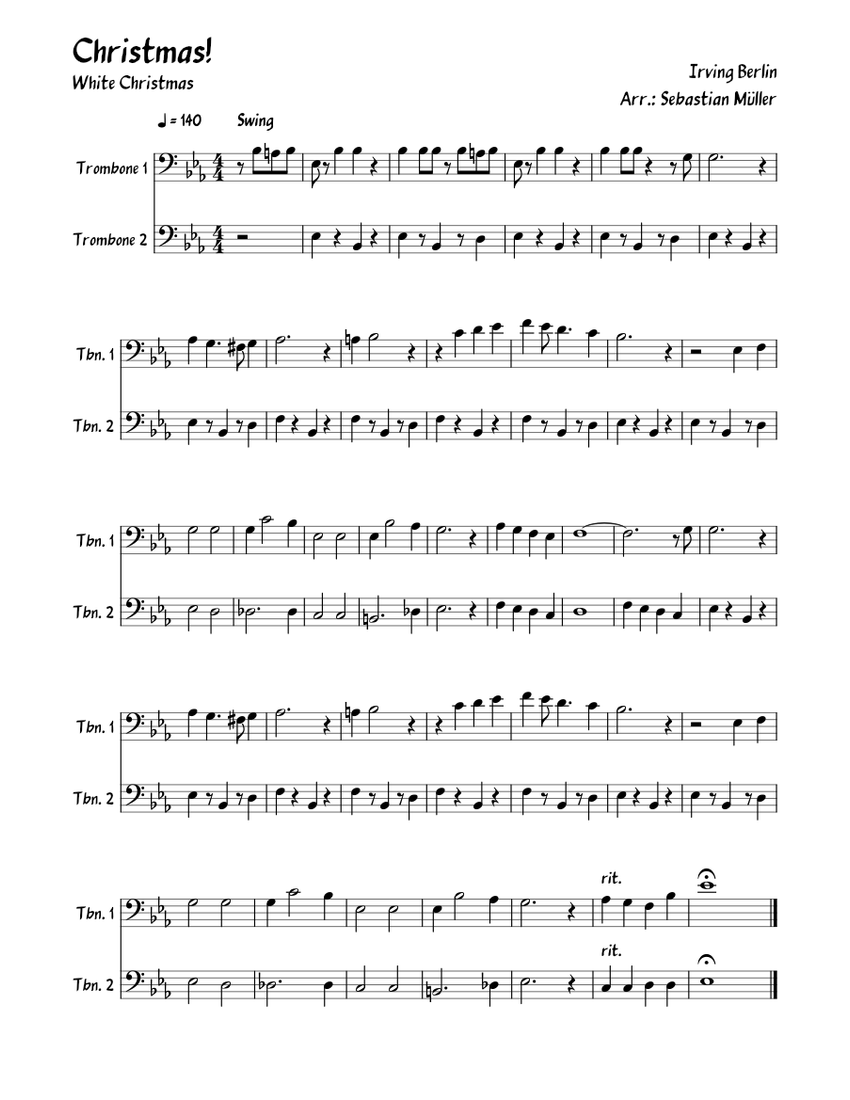 Christmas Trombone Duetto Sheet music for Trombone (Brass Duet ...