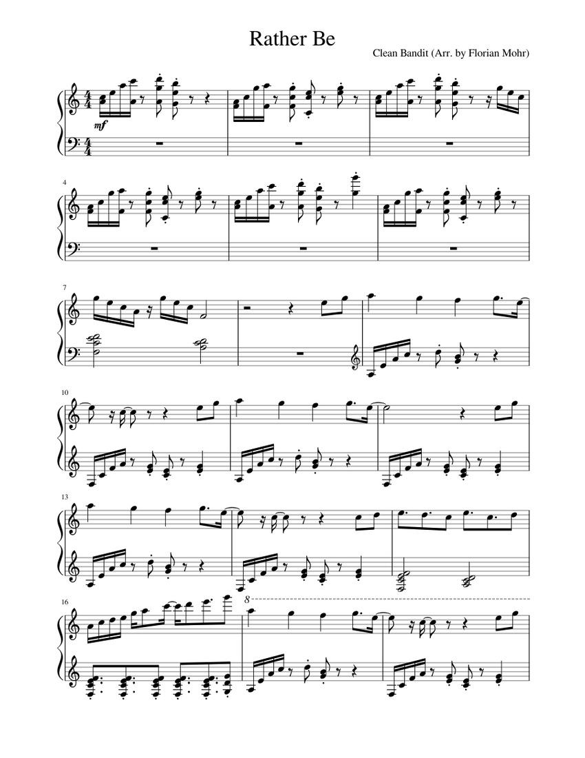 Rather Be Sheet music for Piano (Solo) | Musescore.com