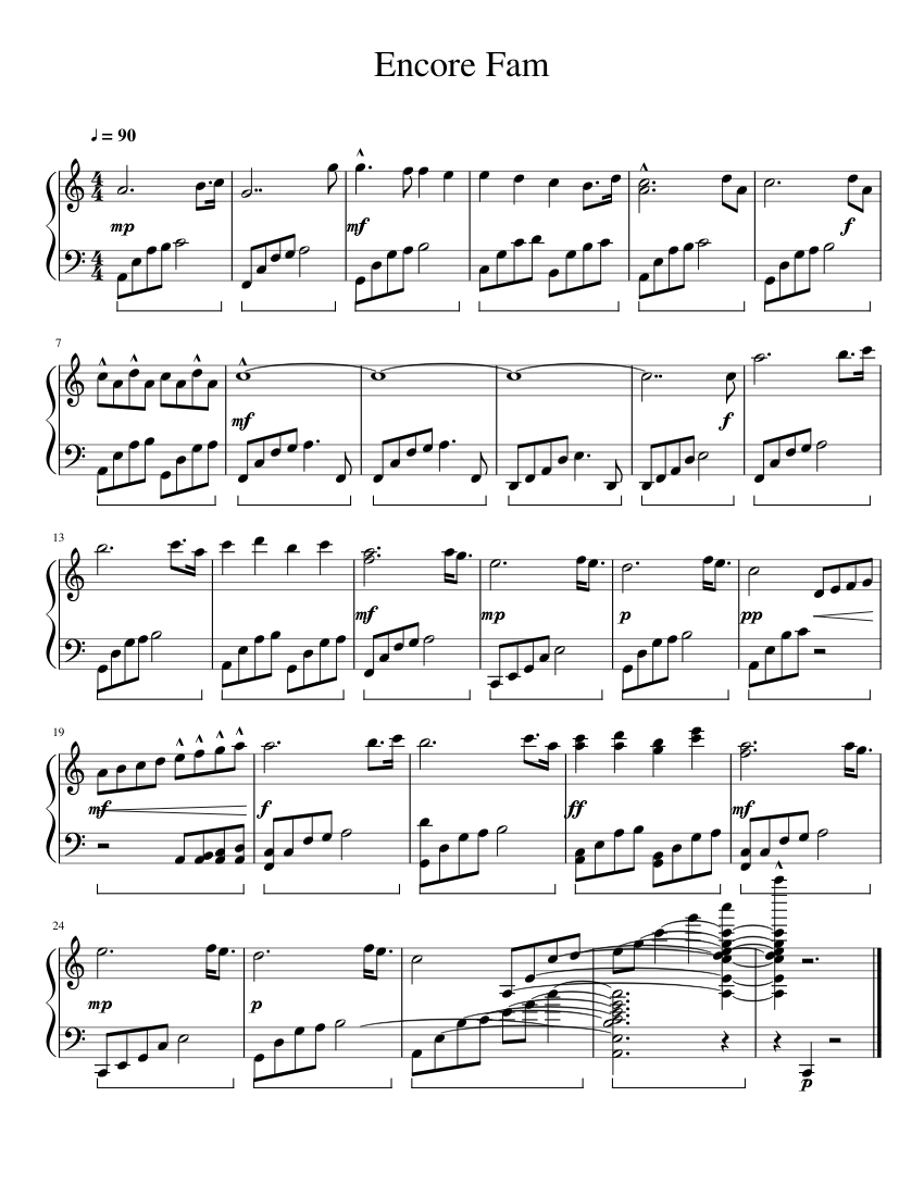 Encore Fam Sheet music for Piano (Solo) | Musescore.com