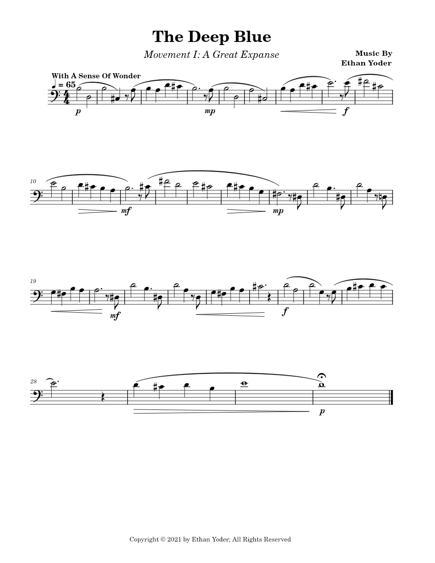 The Deep Blue Sheet music for Trombone (Solo) | Musescore.com