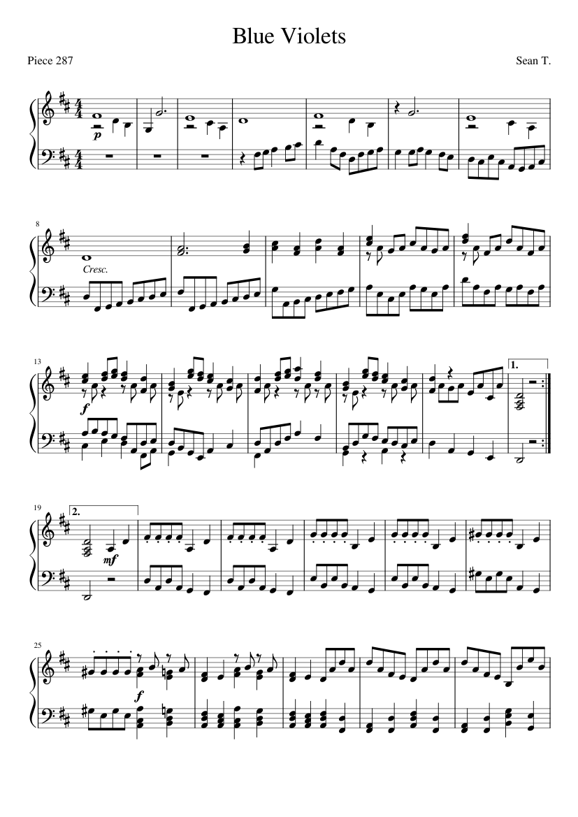 Blue Violets Sheet music for Piano (Solo) | Musescore.com