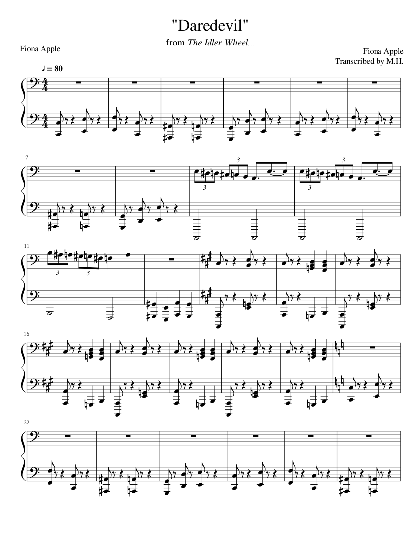 Daredevil - Fiona Apple Sheet music for Piano (Solo) | Download and ...