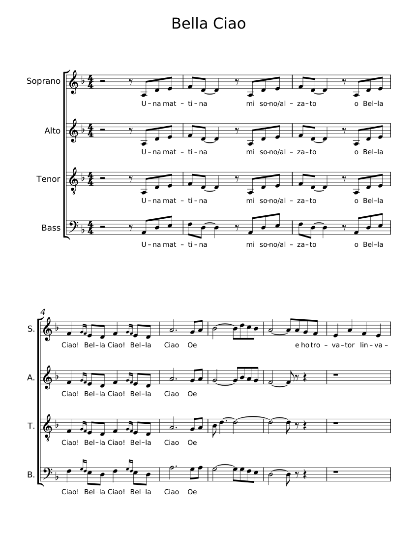 Bella ciao - Misc Traditional Sheet music for Vocals (Choral ...