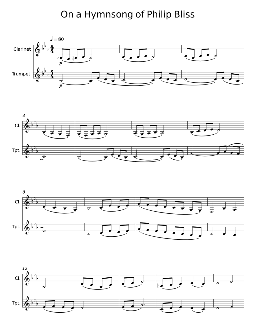 On a Hymnsong of Philip Bliss Sheet music for Clarinet other, Trumpet other (Mixed Duet ...