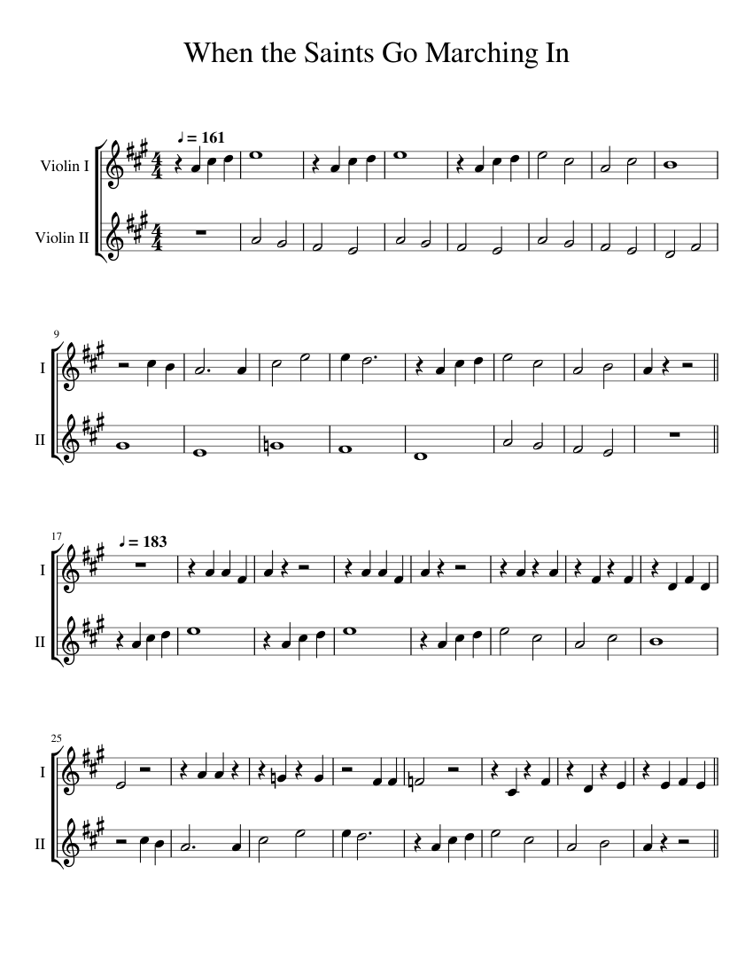 When the Saints Go Marching In Beginner Group Sheet music for Violin ...