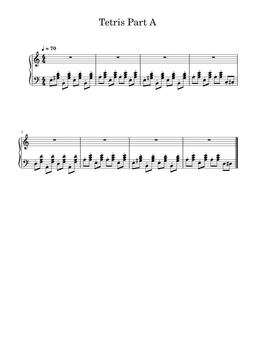 Tetris theme – Misc Computer Games Tetris Part A left hand Sheet music ...
