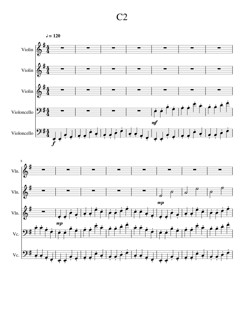 C2 Sheet music for Violin, Cello (Mixed Quintet) | Musescore.com