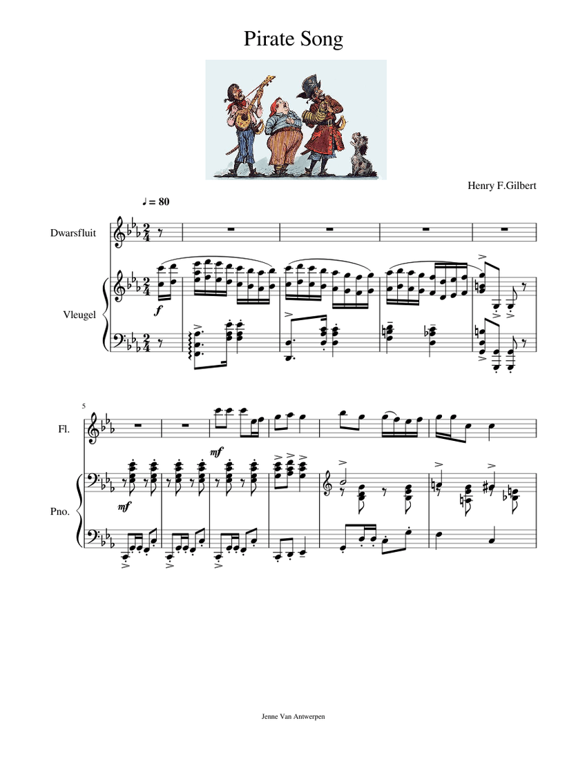 Pirate Song Sheet music for Piano, Flute (Solo) | Musescore.com