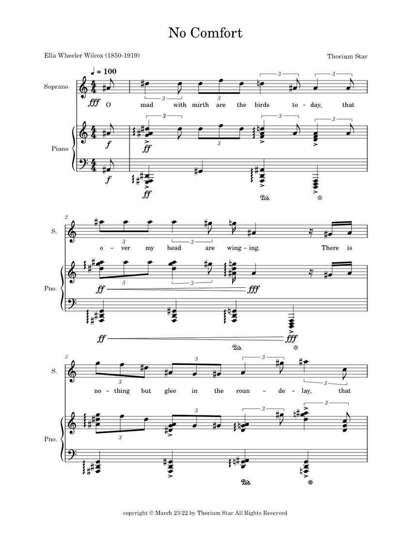 No Comfort Sheet music for Piano, Soprano (Piano-Voice) | Musescore.com