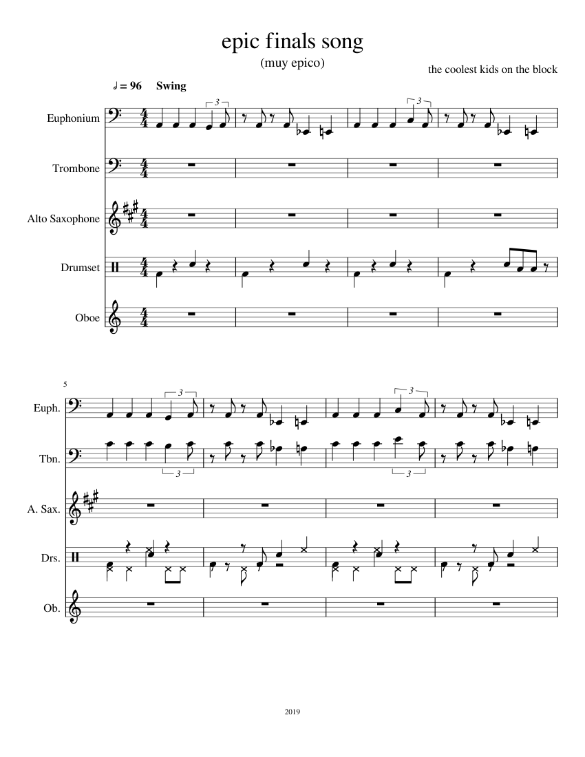 Epic finals song Sheet music for Trombone, Euphonium, Oboe, Saxophone ...
