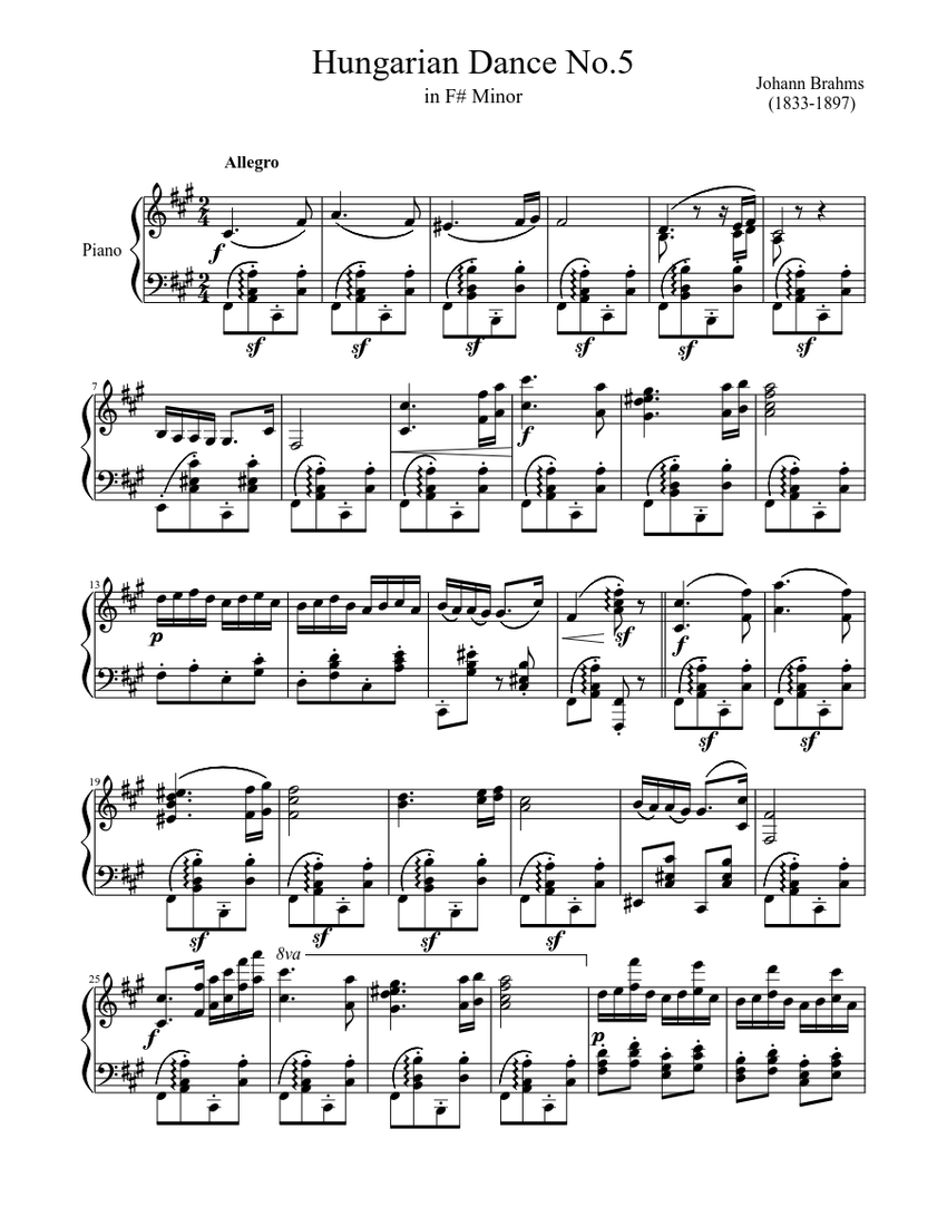 Hungarian Dance No. 5 - piano tutorial